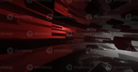 Abstract Design Using Cube Shape Elements With Glowing Red And White Light Which Has A Cinematic