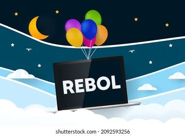 Rebol Programming Language Balloons Carries Laptop Stock Illustration