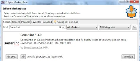 SonarLint Eclipse HelloWorld