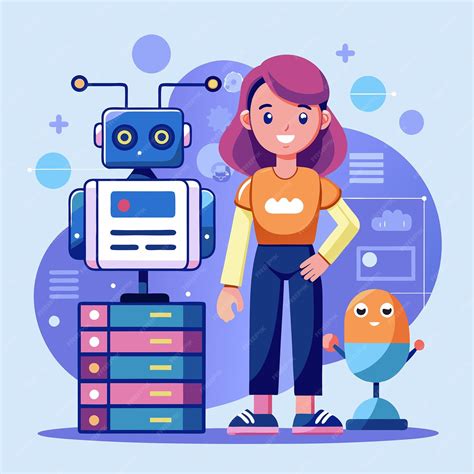 Young Woman Interacting With Automated Software System Premium Ai