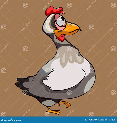 Cartoon Chicken Of Light Color With Big Eyes And A Big Beak Stock Vector Illustration Of Fowl