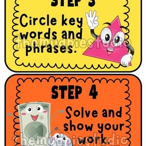 Math Problem Strategy Solving Posters Math Class Bulletin Board Math Teacher Math Step