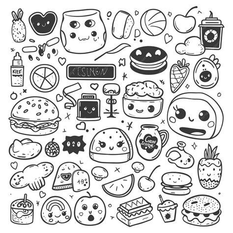 Premium Vector Hand Drawn Cute Object Kawaii Doodle Collection Set