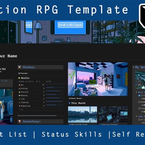 Rpg Role Play Dark Mode Notion Template Personal Planner Etsy