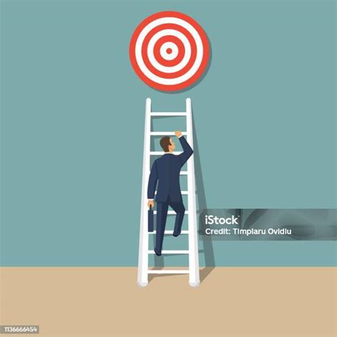 목표에 계단 대상의 상단에 계단 비즈니스 개념입니다 목표로 하는 전략 평면 디자인에 벡터 일러스트입니다 개념에 대한 스톡 벡터