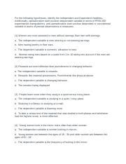 Docx For The Following Hypotheses Identify The Independent And