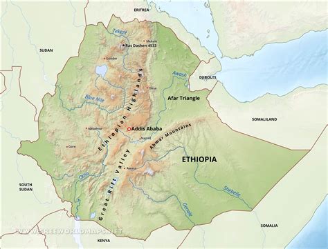 Ethiopia Physical Map