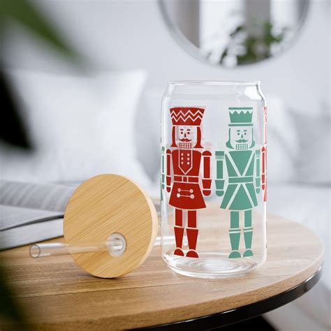 Nutcracker Glass Tumbler 16oz Festive Christmas Drinkware Holiday T