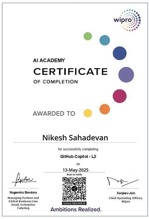 Githubcopilot Aiacademy Wipro Learningneverstops Aiintech