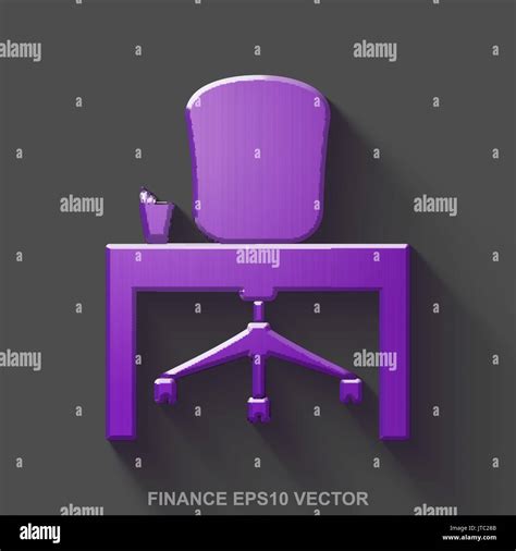 Flat Metallic Finance 3D Icon Purple Glossy Metal Office On Gray