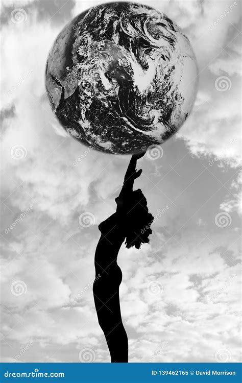 Silhouetted Nude Mother Holding The Earth Stock Image Image Of