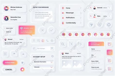 user interface elements for social network mobile app mockup template
