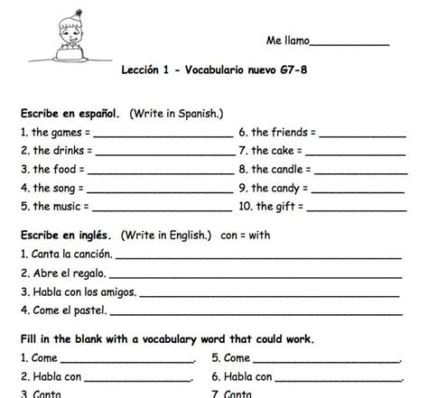 58 Best Spanish Worksheets Images On Pinterest Spanish Worksheets