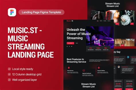 音乐流媒体网站着陆页figma设计 Musicst Music Streaming Landing Page源酷素材网