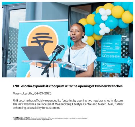 “the Opening Of These Branches Ensures That Our Clients In The Southern… Fnb Lesotho