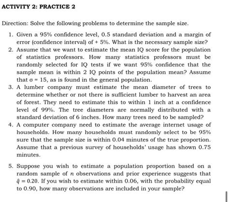 Solved Activity 2 Practice 2 Direction Solve The Following