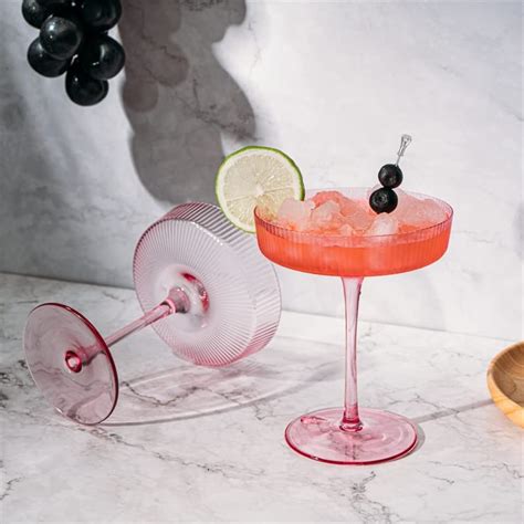 The Wine Savant Ribbed Coupe Cocktail Glasses 8 Oz Set Of 2 Classi
