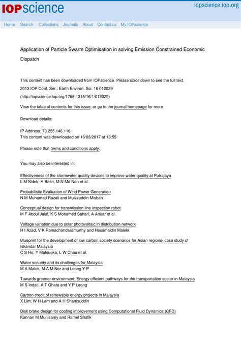 Pdf Application Of Particle Swarm Optimisation In Solving Emission Constrained Economic Dispatch