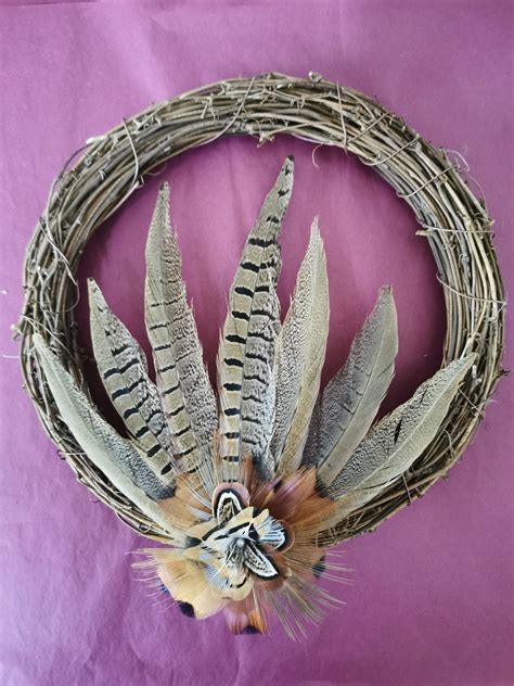 Fan Pheasant Feather Wreath Feather Crafts Pheasant Feather Decor