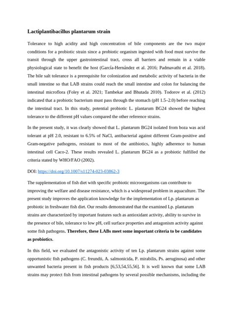 Lactiplantibacillus Plantarum Strain Pdf