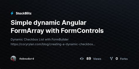 Simple Dynamic Angular Formarray With Formcontrols Stackblitz