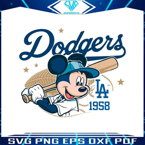 Mickey Mouse Dodgers 1958 Baseball Svg