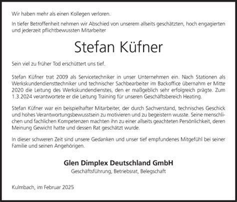 Stefan Küfner Traueranzeige Frankende