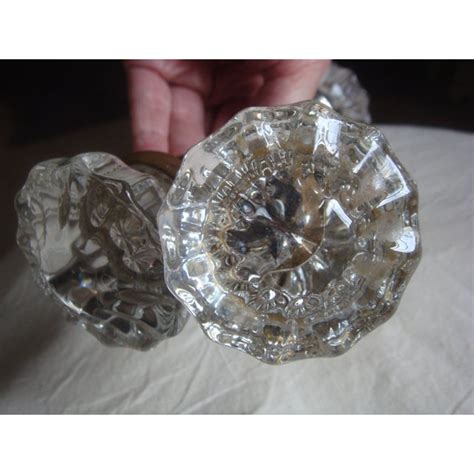Pair Of 1930s Fluted Glass Door Knobs Spindle 12 Point Brass Chairish