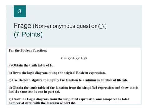Solved 3 Frage Non Anonymous Question 7 Points For The