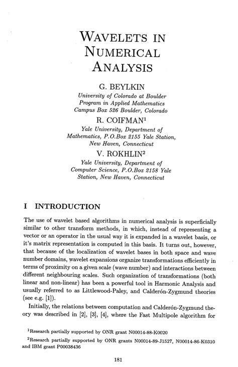 Pdf Wavelets In Numerical Analysis
