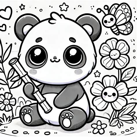 Dibujo Panda Kawaii Para Colorear Peque Aulas