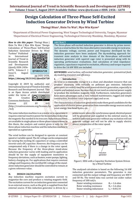 Design Calculation Of Three Phase Self Excited Induction Generator Driven By Wind Turbine Pdf