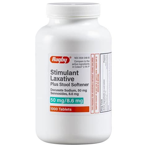 Rugby 2 In 1 Stimulant Laxative Plus Stool Softener Docusate Sodium 50 Mg Sennosides 8 6 Mg