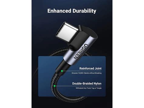 Ugreen Us255 2m Usb C To Usb C 60w Right Angle Data Sync Cable [50125]
