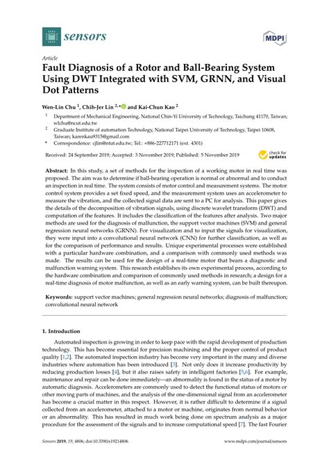 Pdf Fault Diagnosis Of A Rotor And Ball Bearing System Using Dwt Integrated With Svm Grnn