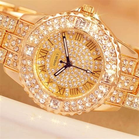 Omedly Brand Retro Women Rhinestone Watches Rose Gold Luxury Brand