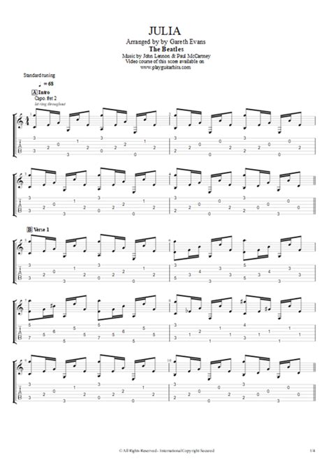 Julia Tab By The Beatles Guitar Pro Guitar By Gareth Evans For Play
