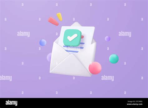 3d Mail Envelope Icon With Notification New Message On Purple