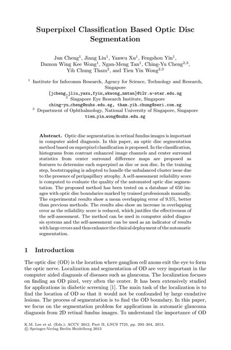 Solution Superpixel Classification Based Optic Disc Studypool
