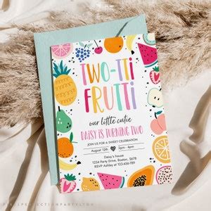 Editable Two Tti Frutti Birthday Invitation Two Tti Frutti 2nd Etsy