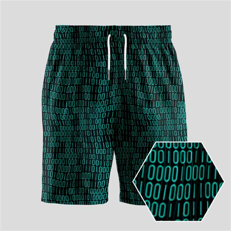 Curved Binary Computer 1s And 0s Dark Green Geeky Drawstring Shorts Geeksoutfit