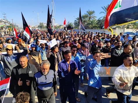 تظاهرة لموظفي دوائر ذي قار للمطالبة بإقرار سلم الرواتب المربد