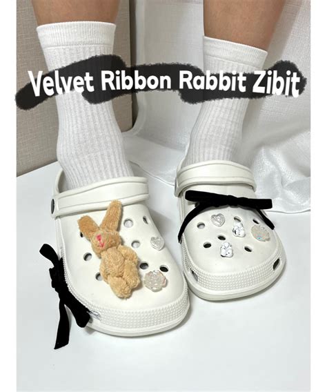 벨벳 리본 래빗 지비츠 세트 자체제작 당일출고 2color 에이블리