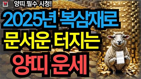 2025년 문서운 터지는 양띠 운세 띠별운세 대운 운세 풍수 로또 양띠 Youtube