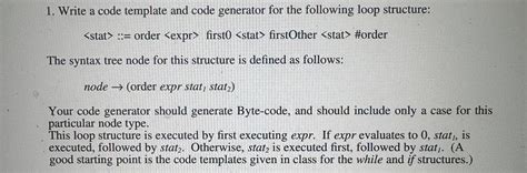 Solved Write A Code Template And Code Generator For The Chegg Com