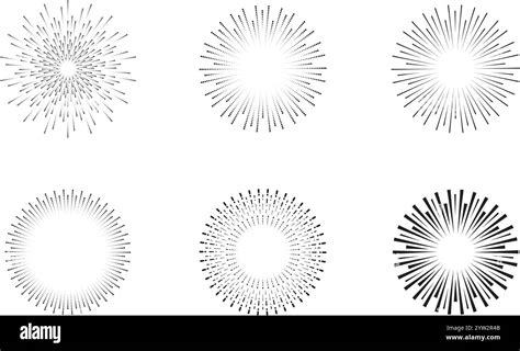 Vintage Sunburst Vector Sunburst Line Icons Set Stock Vector Image