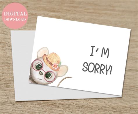 Printable Cute Im Sorry Card Digital Download Sorry Card For
