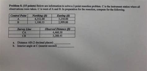 Solved Problem Points Below Are Information To Solve Chegg