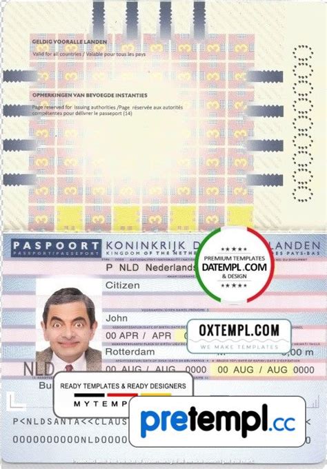 Dutch Holland Passport Example In Psd Format 2006 2016 Pretempl