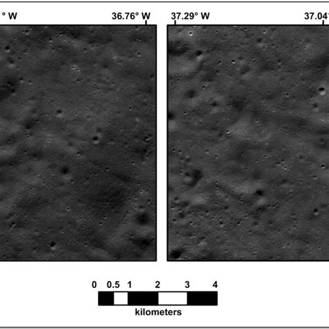 Experimental Stereo Image Pair Shown In Selenographic Coordinates